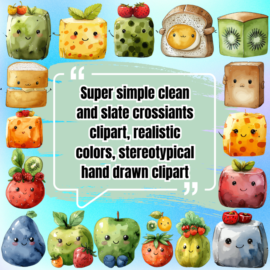 Super simple clean and slate crossiants clipart, realistic colors ...