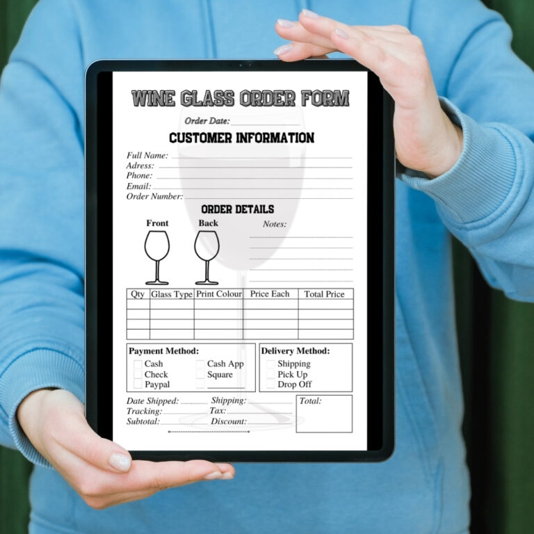 Wine Glass Order Form Journal / Editable Canva Template - omnimart24h.com