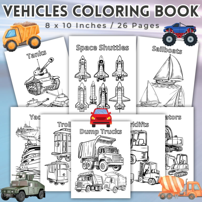 Vehicles Coloring Pages Vol.2 / Sheets of Vehicles Clipart {Coloring ...