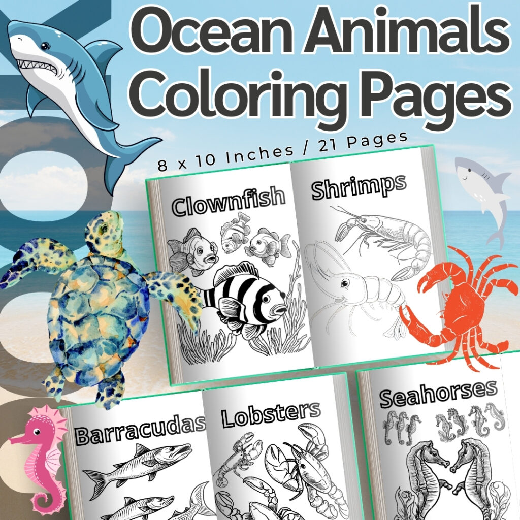 Ocean Animals Coloring Pages / Sheets of Ocean Animals Clipart ...