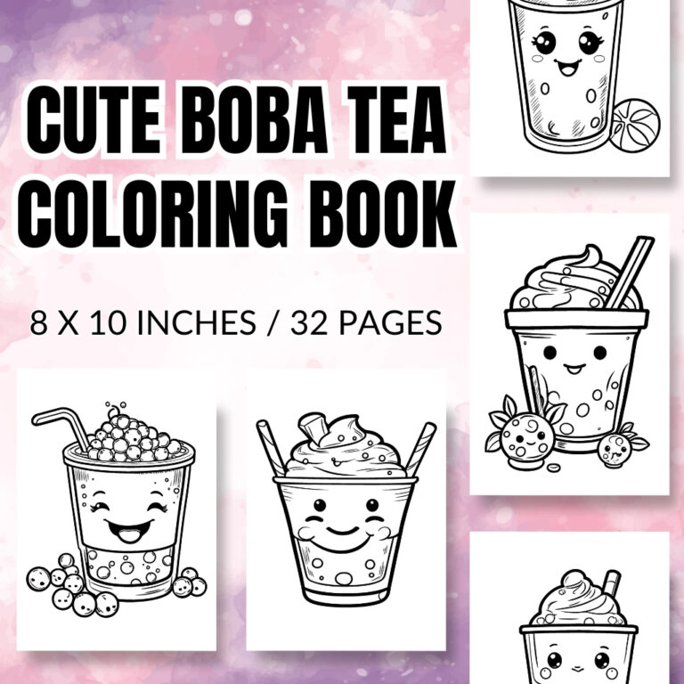 Cute Boba Tea Coloring Pages Vol.1 / Sheets of Cute Boba Tea Clipart ...