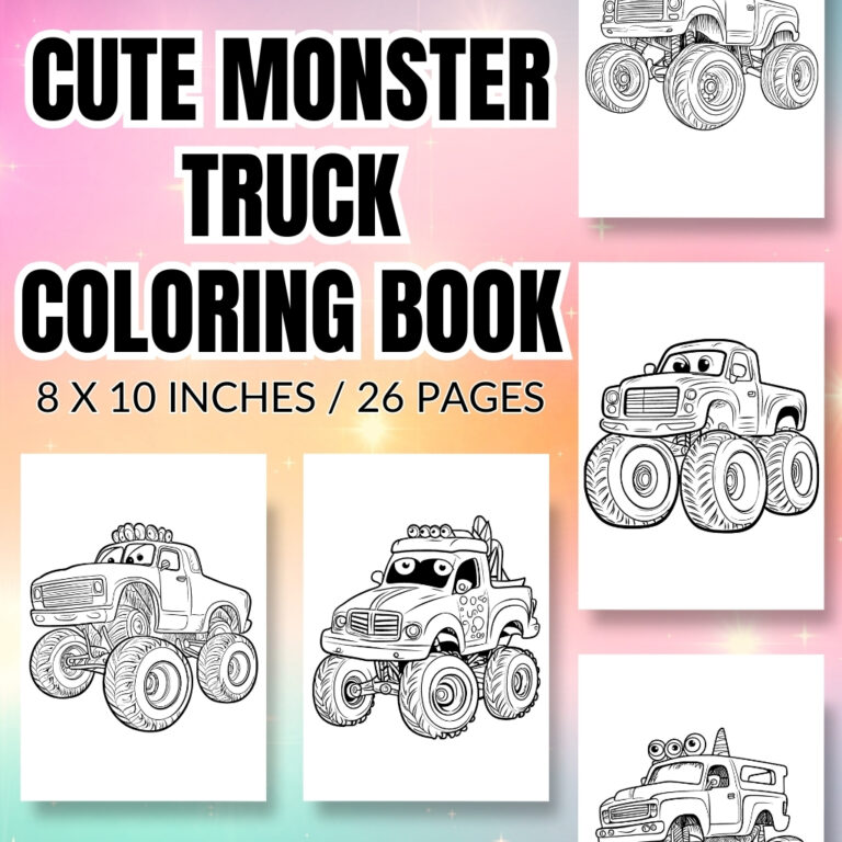 Cute Monster Truck Coloring Pages / Sheets of Cute Monster Truck ...
