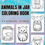 Animals in Jar Coloring Pages Vol.1 / Sheets of Animals in Jar Clipart ...