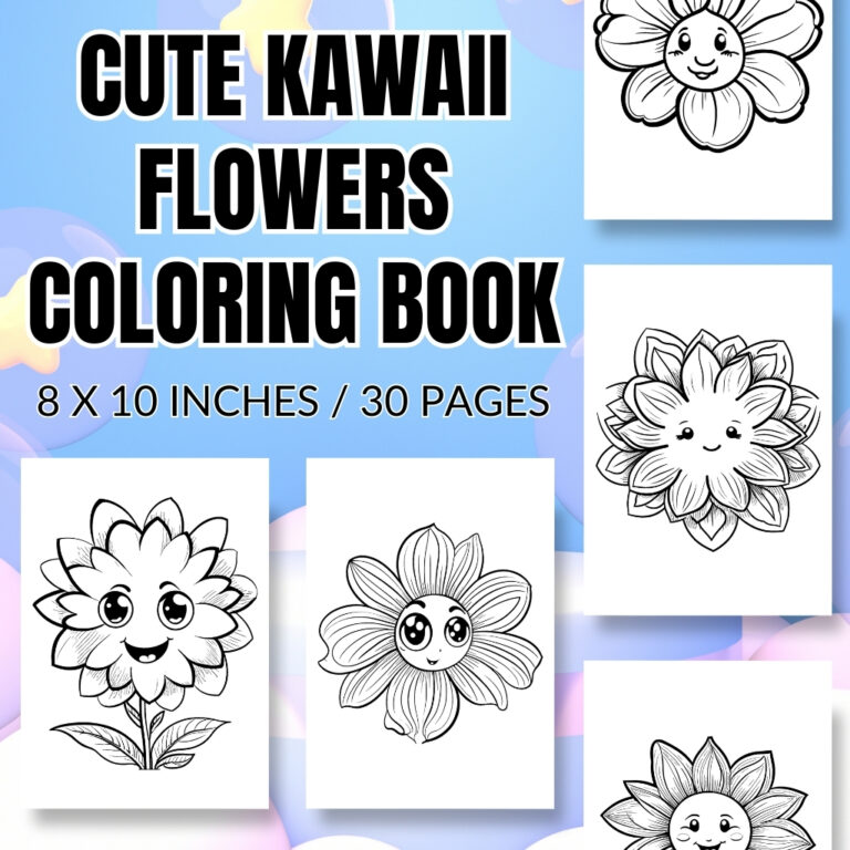 Cute Kawaii Flowers Coloring Pages / Sheets of Cute Kawaii Flowers ...