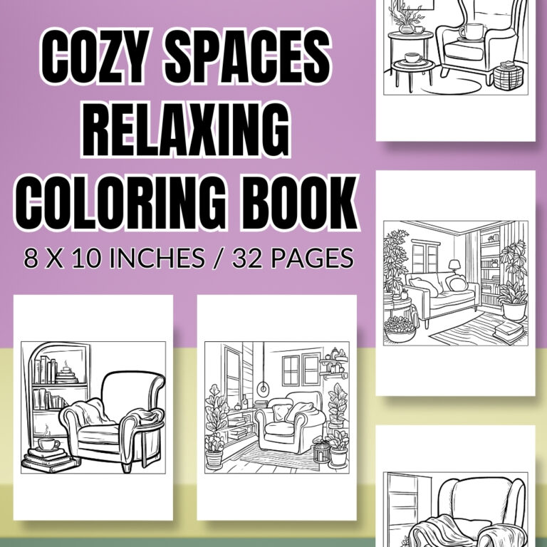 Cozy Spaces Relaxing Coloring Pages Vol.2 / Sheets of Cozy Spaces ...