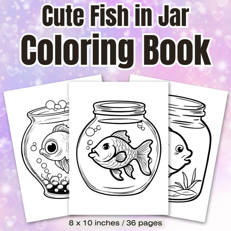 Cute Fish in Jar Coloring Pages / Sheets of Cute Fish in Jar Clipart ...