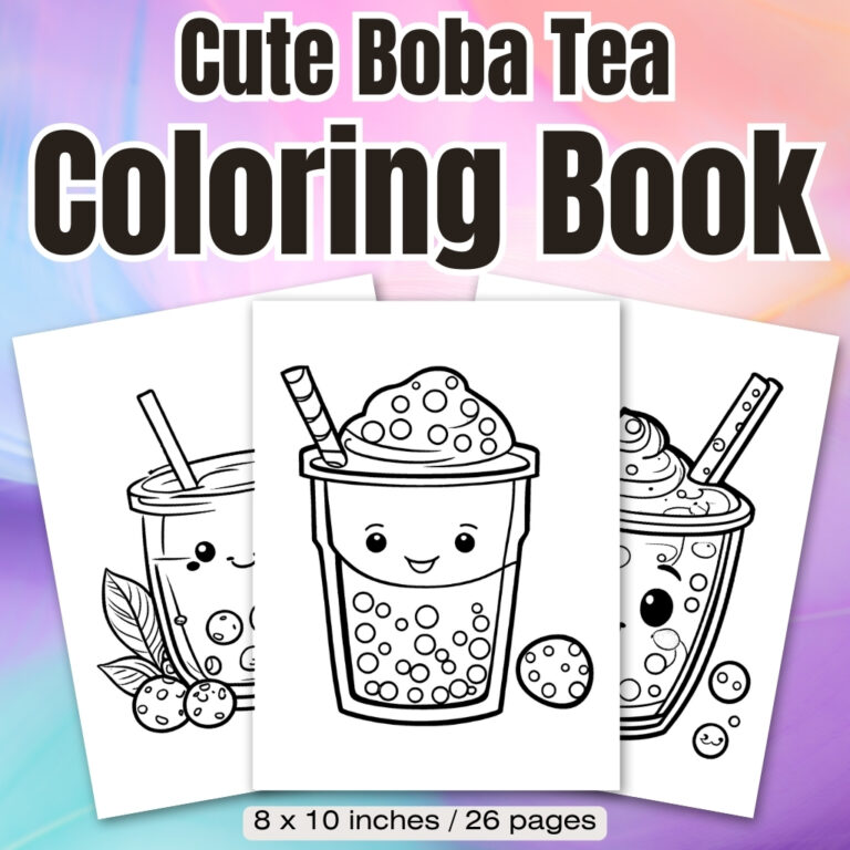 Cute Boba Tea Coloring Pages Vol.3 / Sheets of Cute Boba Tea Clipart ...