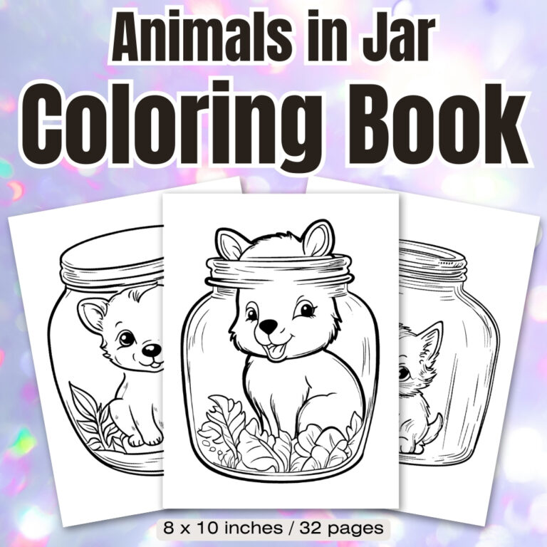 Animals in Jar Coloring Pages Vol.1 / Sheets of Animals in Jar Clipart ...