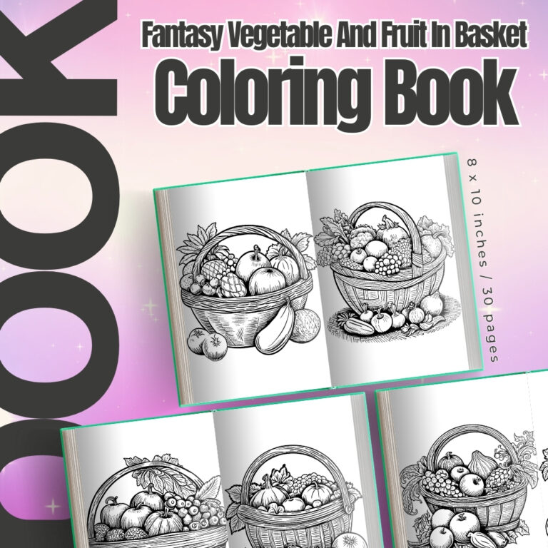 Fantasy Vegetable And Fruit In Basket Coloring Pages / Sheets of ...