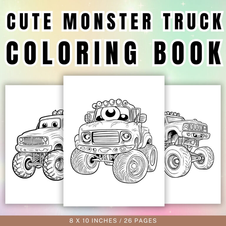 Cute Monster Truck Coloring Pages / Sheets of Cute Monster Truck ...
