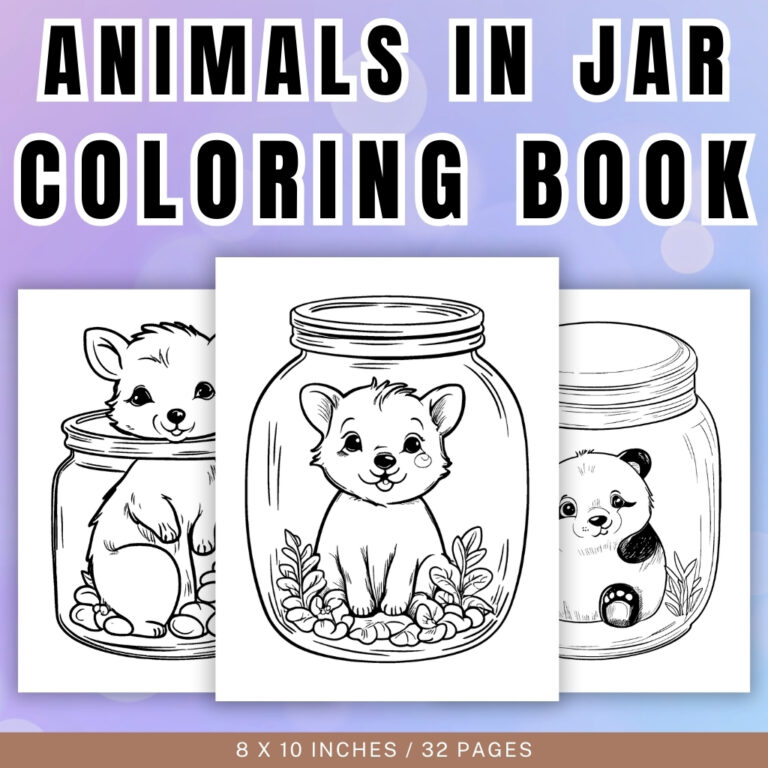 Animals in Jar Coloring Pages Vol.2 / Sheets of Animals in Jar Clipart ...