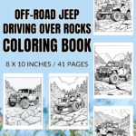 Off-Road Jeep Driving Over Rocks Coloring Pages / Sheets of Off-Road ...