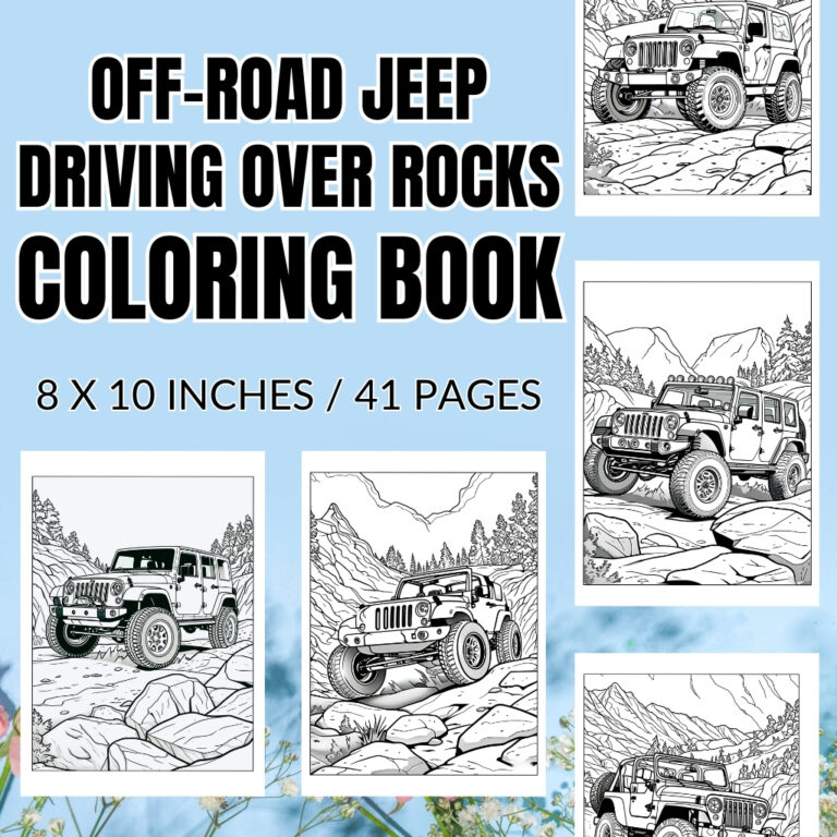 Off-Road Jeep Driving Over Rocks Coloring Pages / Sheets of Off-Road ...