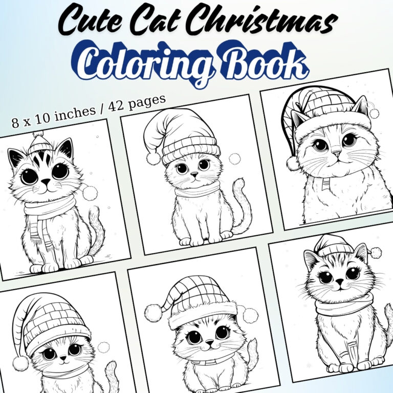 Cute Cat Christmas Coloring Pages Vol.2 / Sheets of Cute Cat Christmas ...
