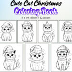 Cute Cat Christmas Coloring Pages Vol.2 / Sheets of Cute Cat Christmas ...