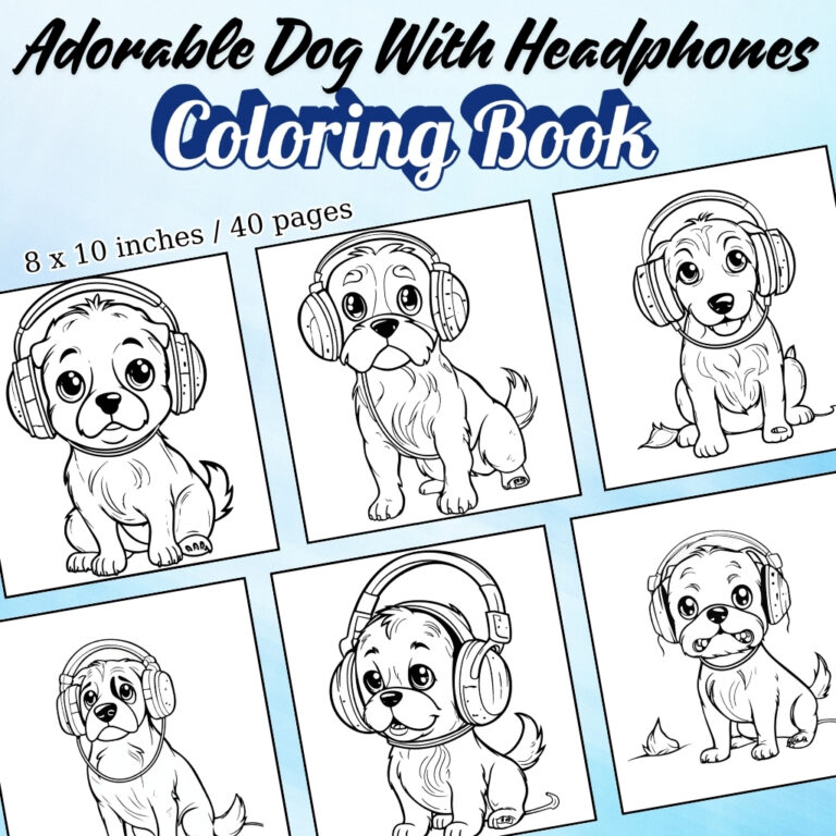 Adorable Dog With Headphones Coloring Pages / Sheets of Adorable Dog ...