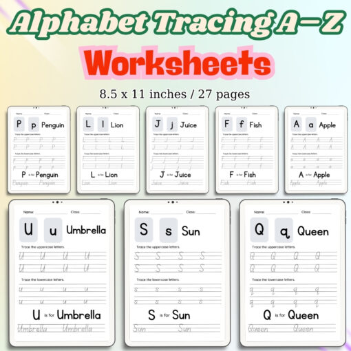 Alphabet Tracing Worksheets A–Z – Printable PDF for Teachers and ...